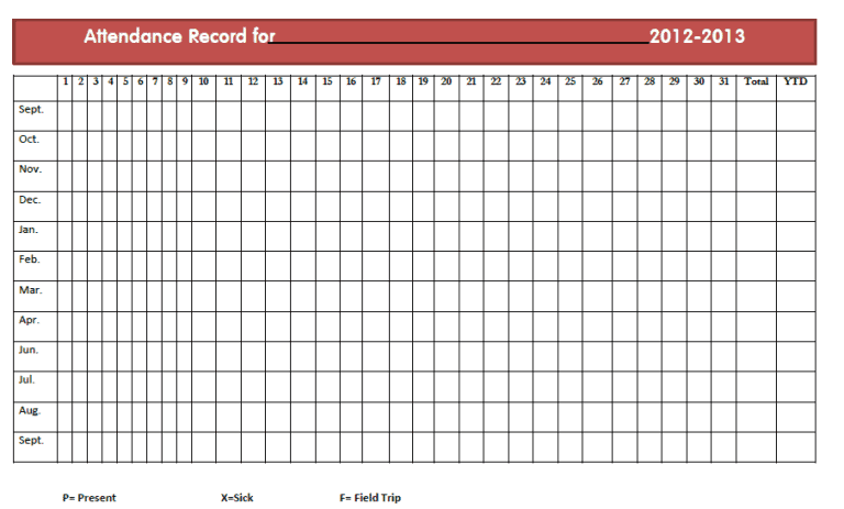 9+ Monthly Attendance Sheet Templates - Excel Templates