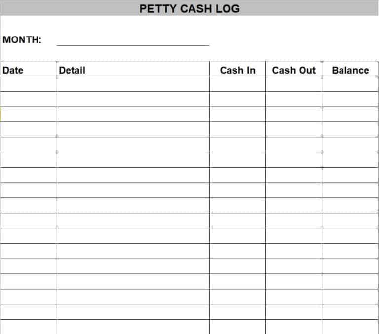 FREE 14+ Petty Cash Log Templates Excel - Excel Templates