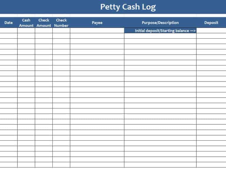 FREE 14+ Petty Cash Log Templates Excel - Excel Templates