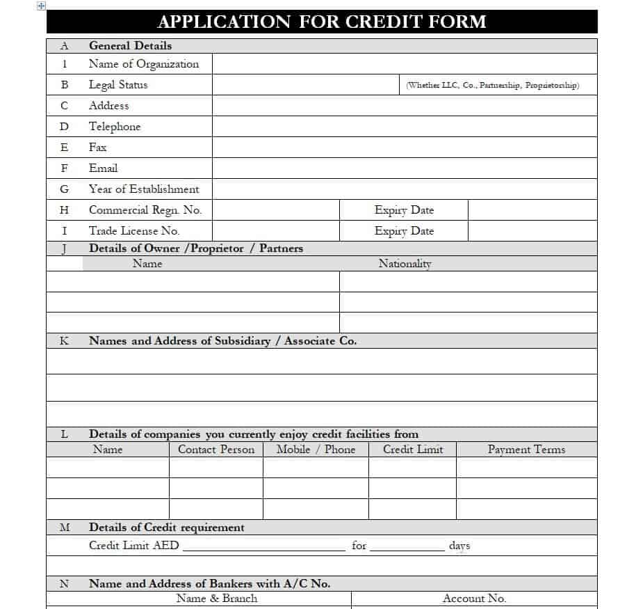 20 Free Credit Application Form Templates Excel Templates