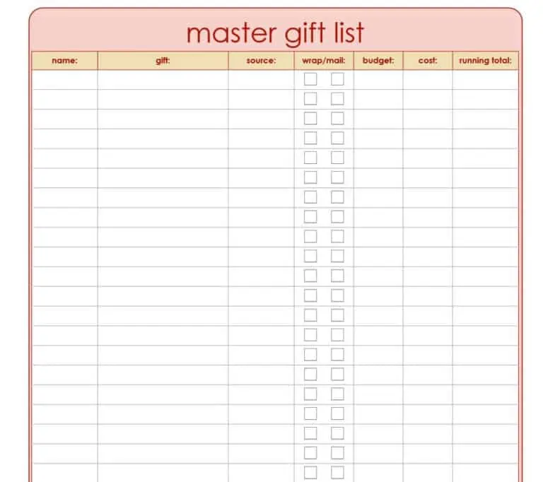 12 BEST Practical Gift List Templates [EXCEL, WORD, PDF] - Excel Templates