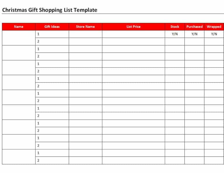 12 BEST Practical Gift List Templates [EXCEL, WORD, PDF] - Excel Templates