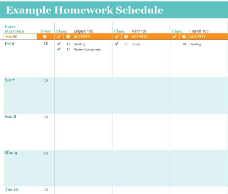 11+ FREE Homework Schedule Templates in WORD & EXCEL Formats - Excel ... 11+ FREE Homework Schedule Templates in WORD & EXCEL Formats - Excel ...