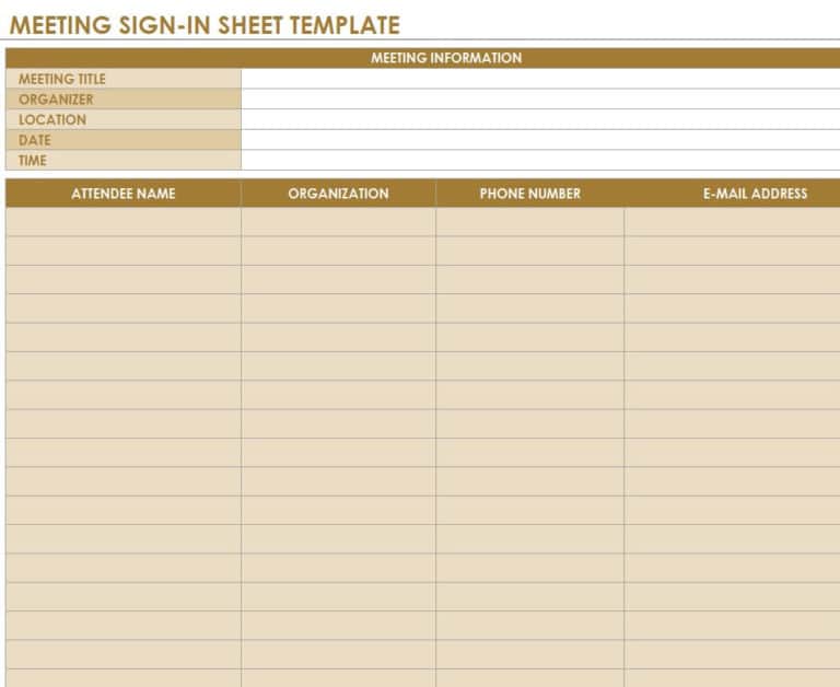 15+ Useful Sign In Sheet Templates (EXCEL & WORD) - Excel Templates